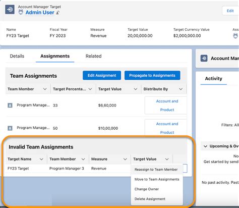 manage invalid account manager target assignments