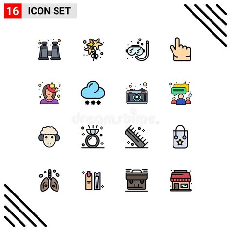16 User Interface Flat Color Filled Line Pack Of Modern Signs And Symbols Of Woman Flower