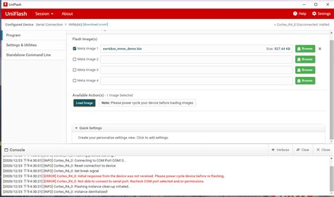 Iwr6843isk：load Image Using Uniflash出现错误“not Able To Connect To Serial