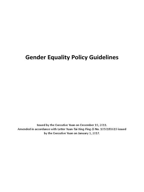 Guidelines For Achieving Gender Equality A Summary Of International