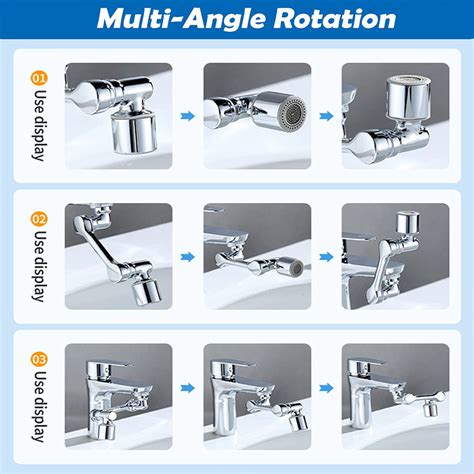 Badu Bg Пластмасов многофункционален въртящ се удължителен кран Сребърен 2 режима Мивка Въртящ