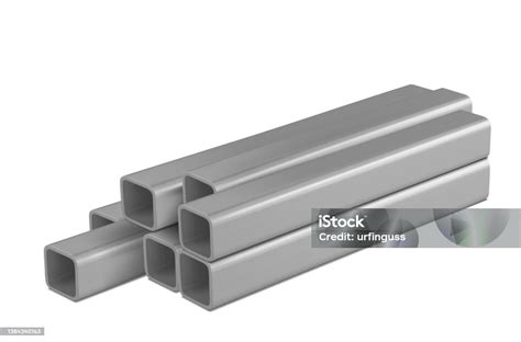 강철 파이프 프로파일 벡터 일러스트레이션 다른 금속 프로파일과 흰색 배경에 격리 된 튜브 강철 빔 튜브 및 파이프 세트 철강 건설 자재 대들보에 대한 스톡 벡터 아트 및