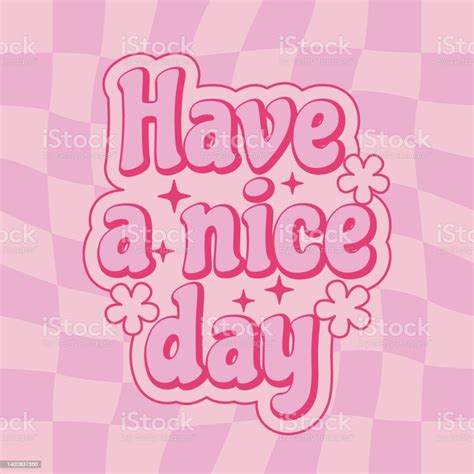 긍정적 인 인용문 체크 무늬가있는 그루비 배경에서 히피 복고풍 70 년대 스타일로 좋은 하루를 보내십시오 스티커에 대한 스톡 벡터 아트 및 기타 이미지 Istock