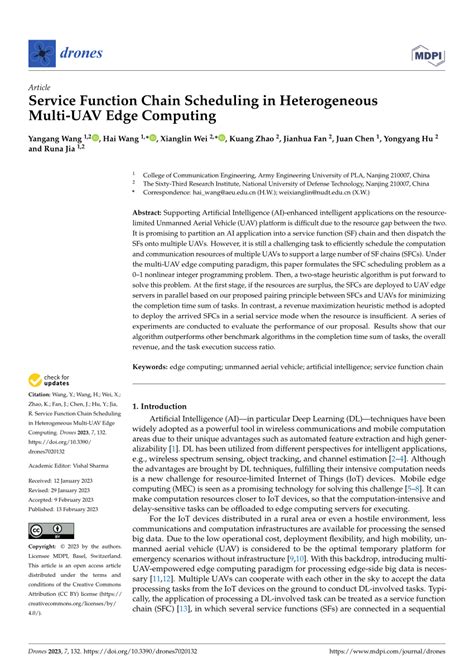 Pdf Service Function Chain Scheduling In Heterogeneous Multi Uav Edge