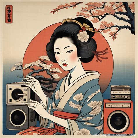 Ukiyo E Inspired Stereo System Stable Diffusion Online