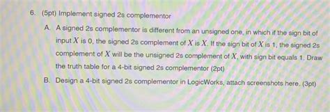 Solved 6 5pt Implement Signed 2s Complementor A A Signed