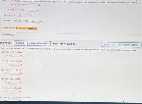 Solved Let Z Denote A Random Variable Having A Normai