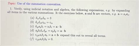 Solved Topic Use Of The Summation Conventionverify Using