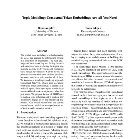 Topic Modeling Contextual Token Embeddings Are All You Need Acl Anthology