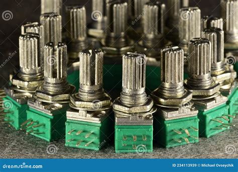 Variable Resistors In A Very Compact Housing On A Circuit Board Stock Image CartoonDealer Com