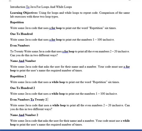 Solved Introduction To Java For Loops And While Loops