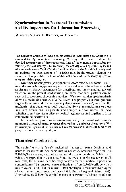 Pdf Synchronization In Neuronal Transmission And Its Importance For