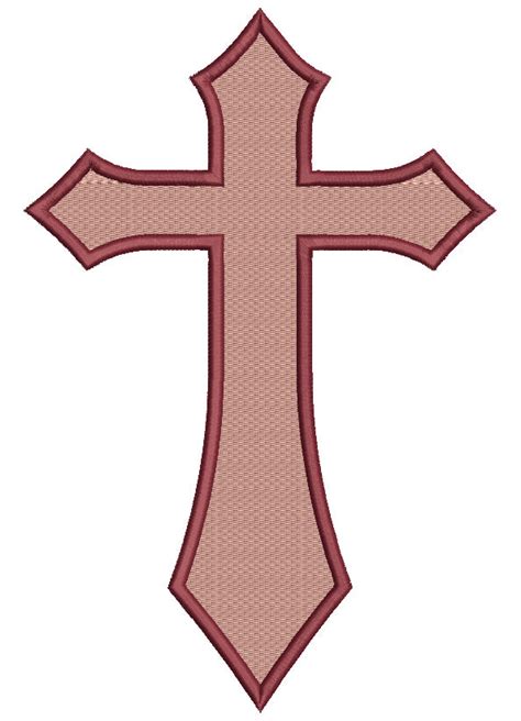 Cross Religious Catholic Or Christian Filled Machine Embroidery Digiti