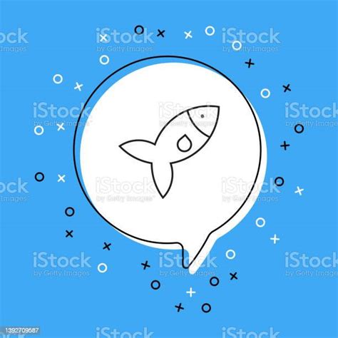 파란색 배경에 장식 요소가있는 흰색 음성 거품의 물고기 아이콘 얇은 선 기호가있는 현대 그래픽 발표 벡터 일러스트 레이 션 Eps 10 0명에 대한 스톡 벡터 아트 및 기타
