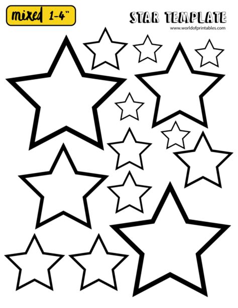 Different Size Star Outlines