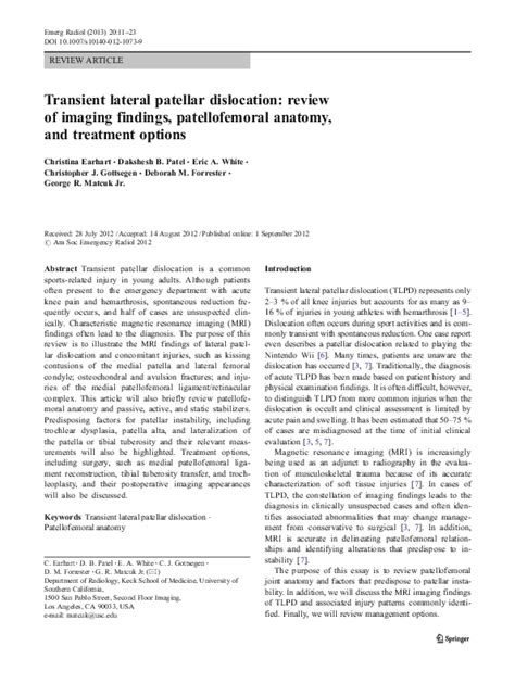 Pdf Transient Lateral Patellar Dislocation Review Of Imaging Findings Patellofemoral Anatomy