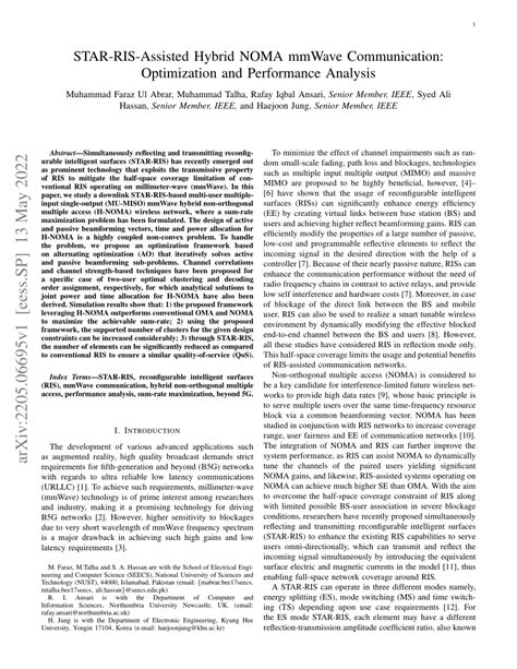 Pdf Star Ris Assisted Hybrid Noma Mmwave Communication Optimization And Performance Analysis