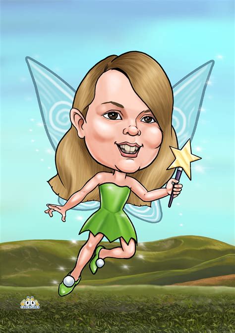 Personalised Tinkerbell Cartoon Portrait Birthday T Etsy