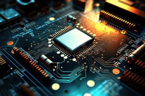 Motherboard With Electronic Components Powerful Processor Development Of Computer Technologies