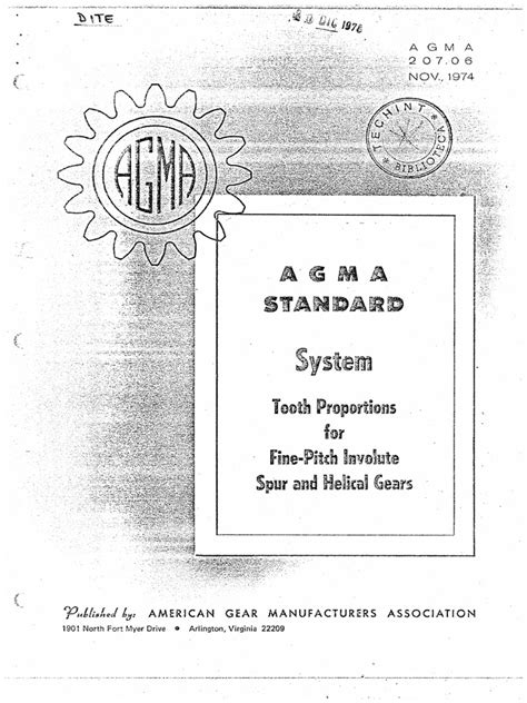Agma 207 06 Tooth Proportions Pdf Technology And Engineering