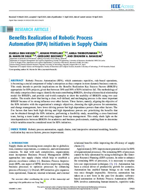 Pdf Benefits Realization Of Robotic Process Automation Rpa Initiatives In Supply Chains