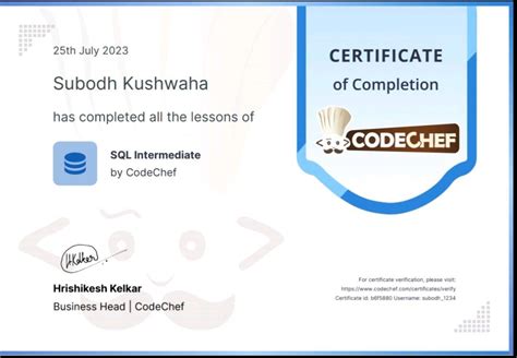 Subodh Kushwaha On Linkedin Sql Codechef Intermediatelevel