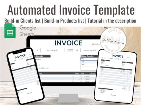 Automated Invoice Template Google Sheets Small Business Template