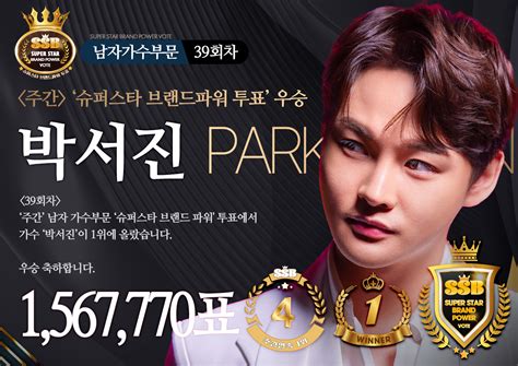 박서진 39회차 남자 가수·예능 셀럽·k Pop 킹 부문 슈퍼스타 브랜드 파워 투표 1위 슈퍼스타 투표 결과 오서린