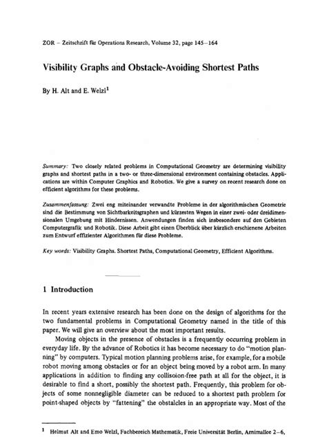 Visibility Graphs And Obstacle Avoiding Shortest Paths Pdf Time