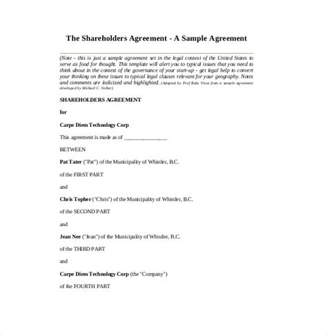 18 Shareholder Agreement Templates Free Word Pdf Format Download