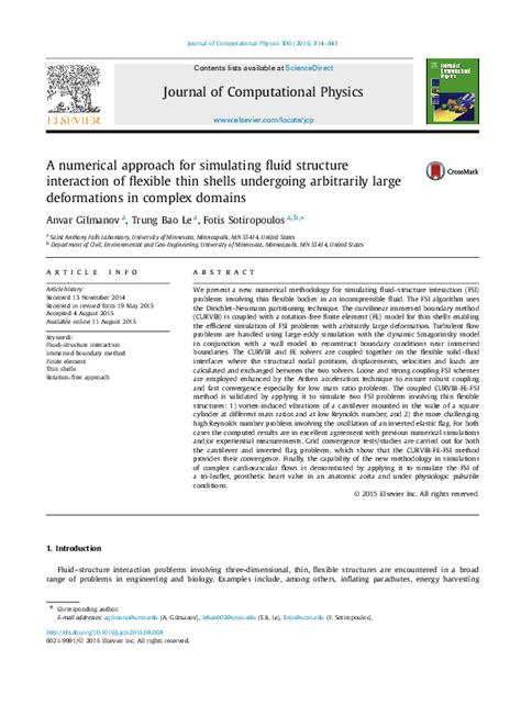 Pdf A Numerical Approach For Simulating Fluid Structure Interaction