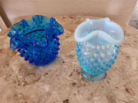 Small Blue Fenton Vases 2