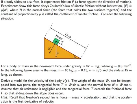 If A Body Slides On A Surface It Experiences Friction F A Force