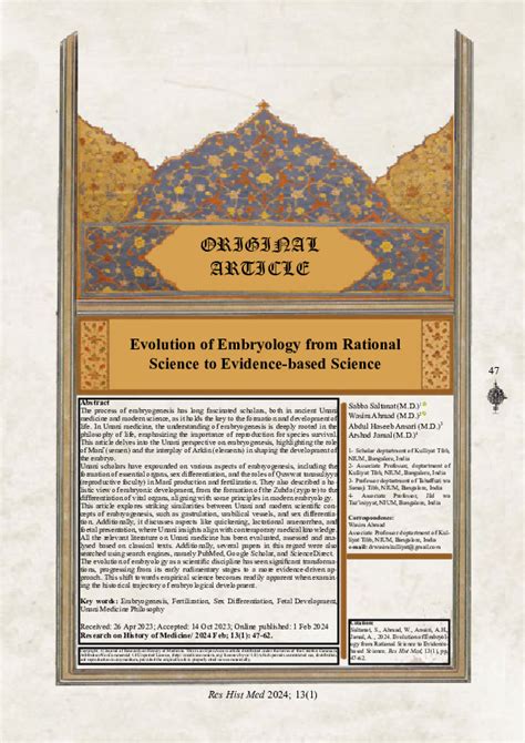 Pdf Evolution Of Embryology From Rational Science To Evidence Based