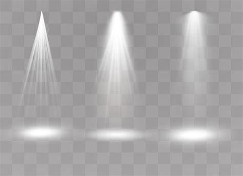 스포트라이트 조명 효과 광선 격리 된 흰색 투명 조명 효과입니다 추상 특수 효과 요소 디자인 프리미엄 벡터