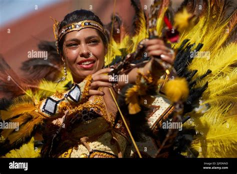 Tobas Dancer In Ornate Costume Performing At The Annual Carnaval Andino