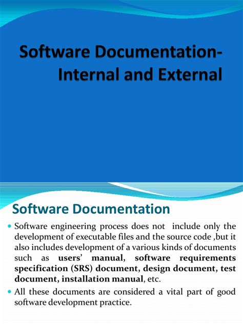Software Documentation Internal And External Pdf Documentation