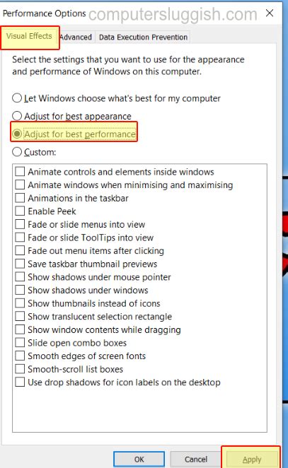 How To Adjust Windows 10 Visual Effects For Best Performance Computersluggish