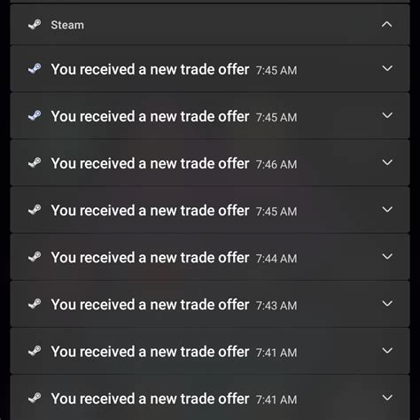Steam Moblie Spamming Received Trade Offer For A Single Received