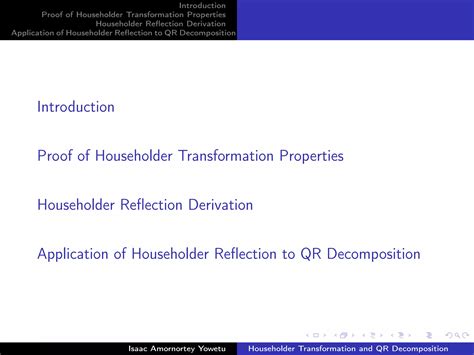 Householder Transformation Householder Reflection With Qr