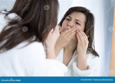 Problems With Skin Stock Image Image Of Bathroom Mirror 53247035