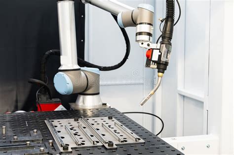 Automatic Welding Robot In A Modern Factory In Operation Stock Image Image Of Machine Smart