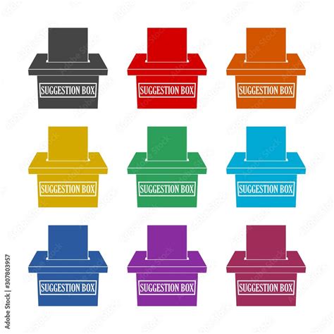 Suggestion Box Color Icon Set Isolated On White Background Stock Illustration Adobe Stock