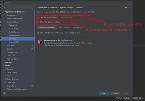 Idea关闭自动更新idea2022关闭自动更新 Csdn博客