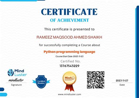 Mind Luster Rameez Shaikh Python Programming Language Rameez Shaikh