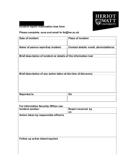 Incident Report Template Uk