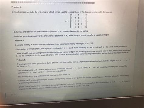 Solved Define The Matrix An To Be The N×n Matrix With All