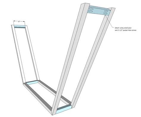 A Diagram With Measurements Showing Where To Attach Cross Supports In Between Two Frames