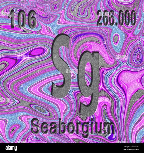 Seaborgium Chemical Element Sign With Atomic Number And Atomic Weight Purple Background