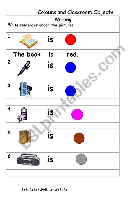 Colours And Classroom Objects Esl Worksheet By Annysqu